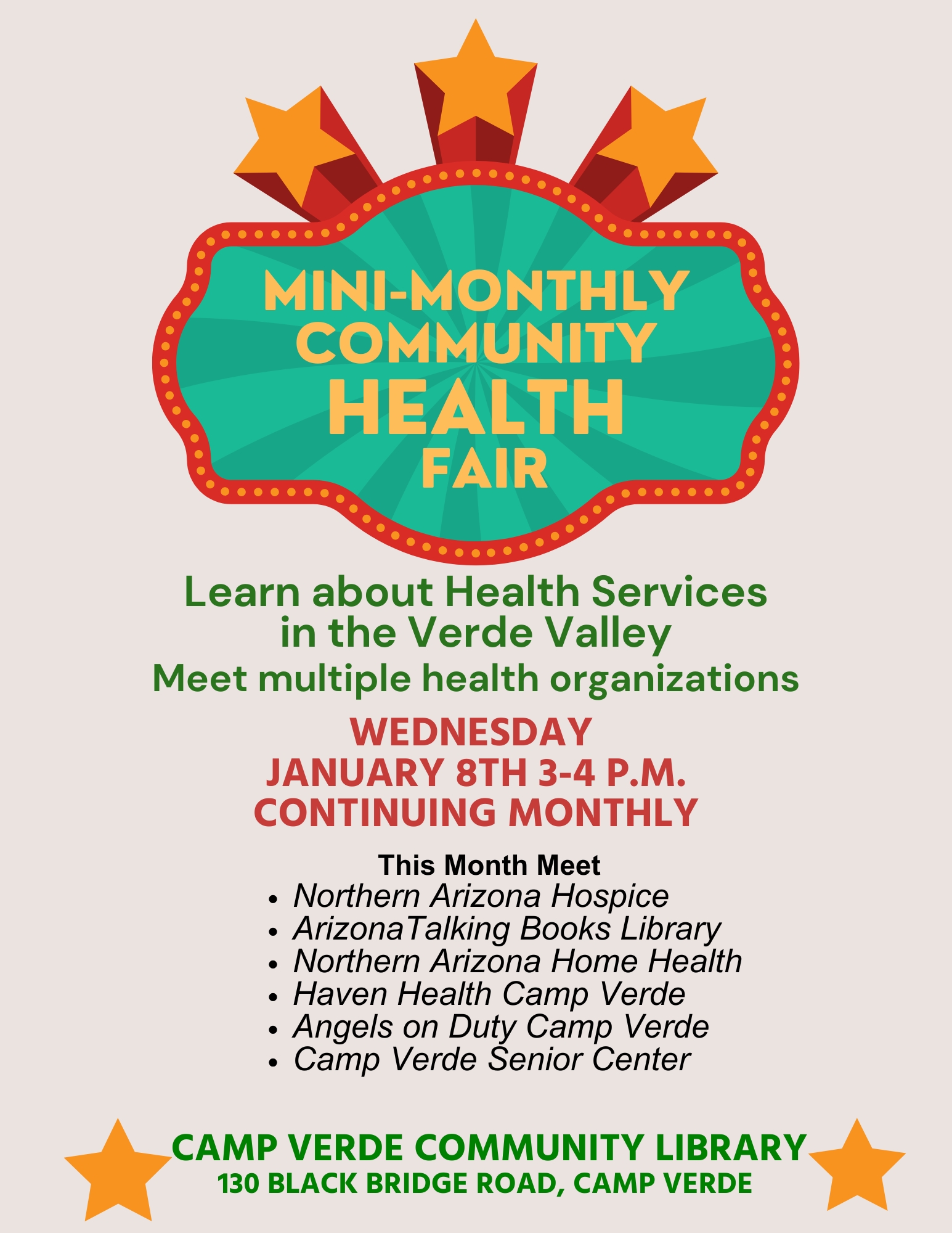 Mini-Monthly Community Health Fair | Yavapai Library Network